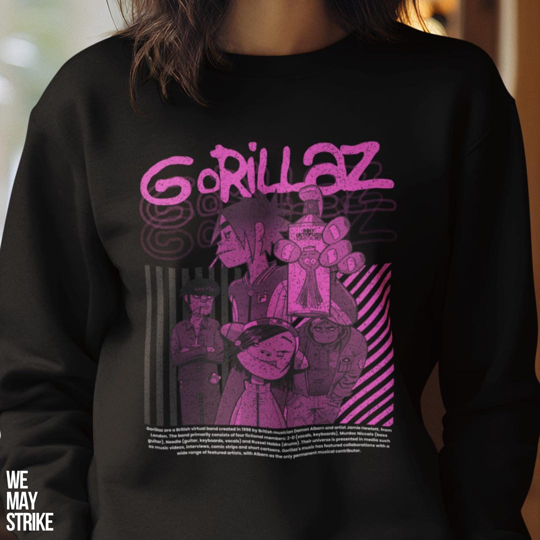 Gorillaz Fans Gift Music Textured Sweatshirt Damon Albarn Band ...
