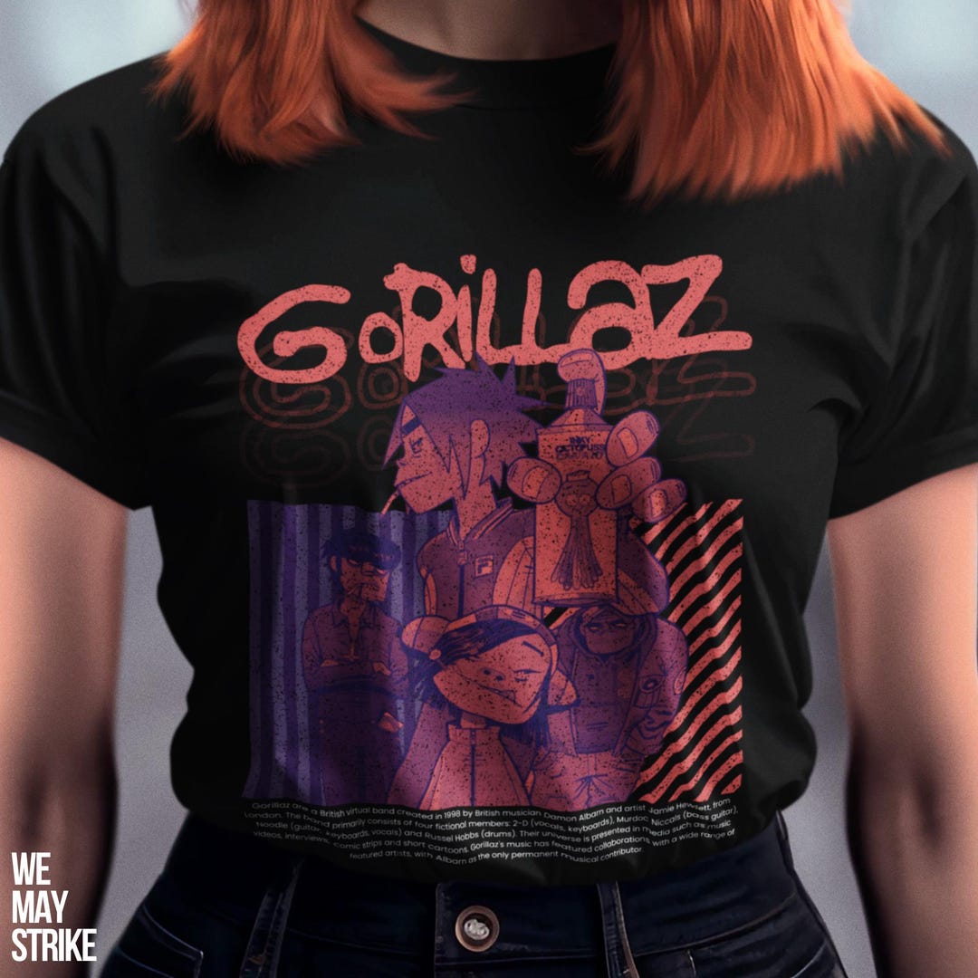 Gorillaz Fans Gift Music Textured Shirt Damon Albarn Band Alternative ...