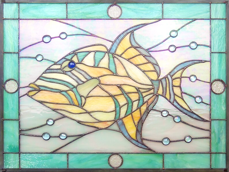 Stained Glass Trigger Fish Window - Etsy