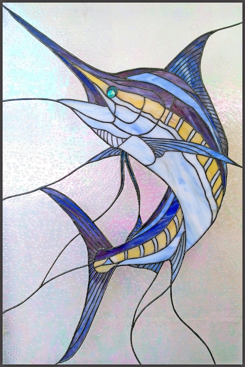 Blue Marlin Stained Glass Window, Large - Etsy