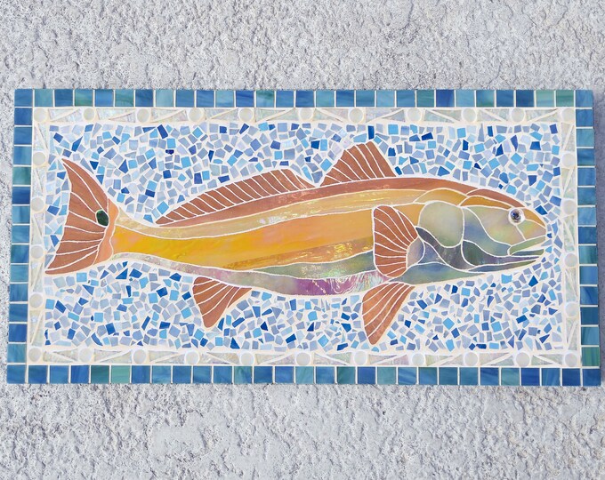 Red Fish Stained Glass Mosaic Wall Panel - Etsy