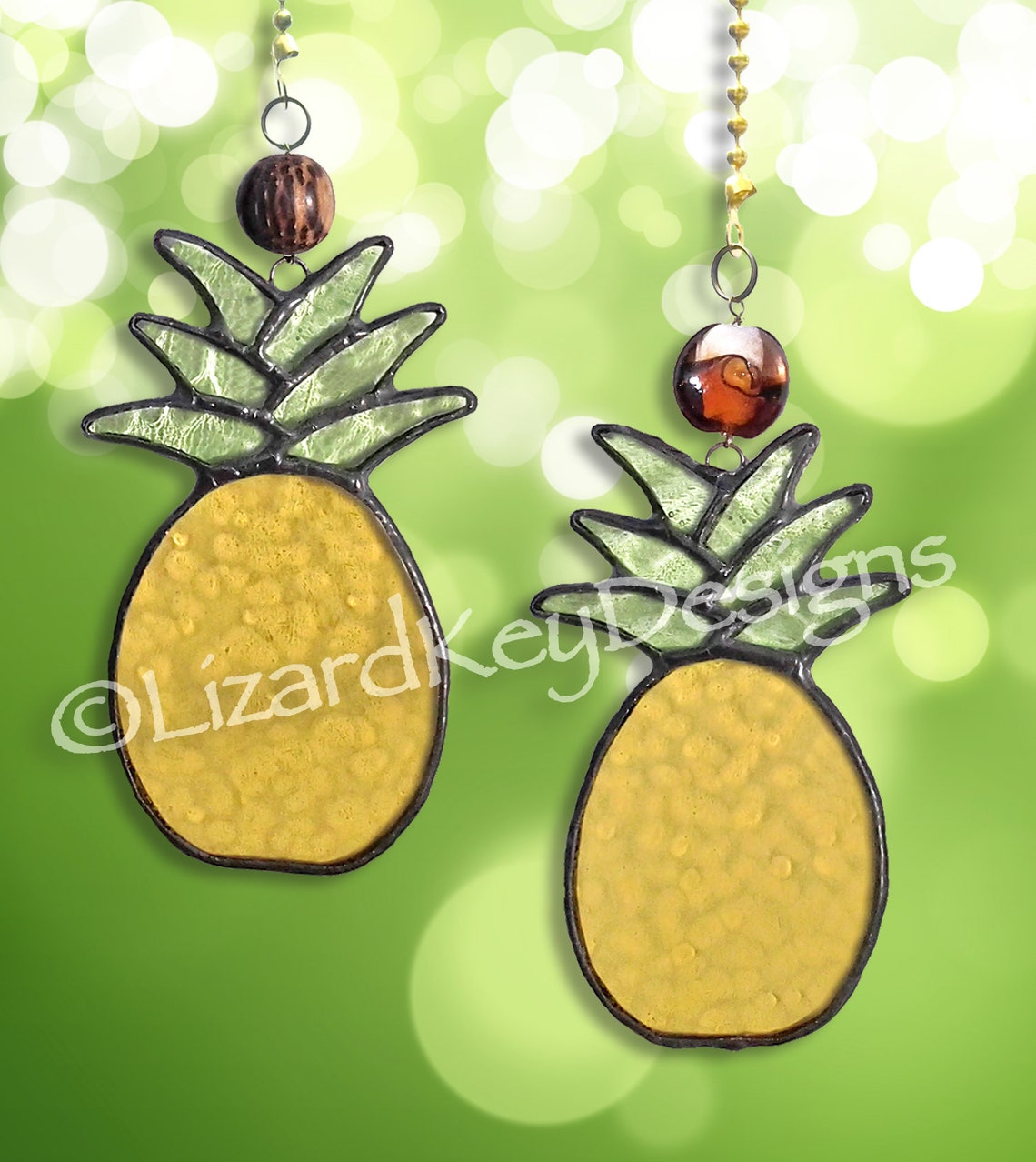 Stained Glass Pineapple Fan Pull Suncatcher Ornament - Etsy