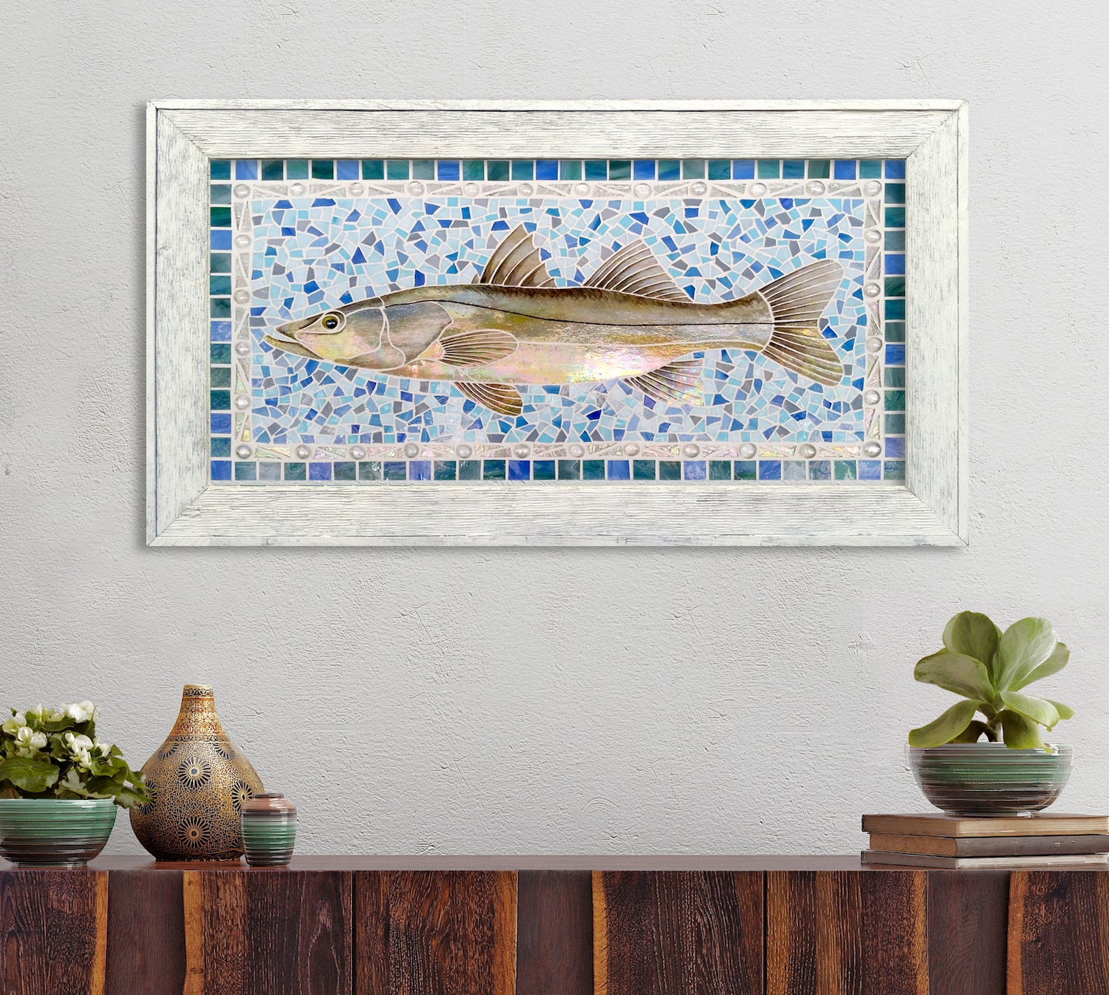 Snook Stained Glass Mosaic Wall Panel - Etsy