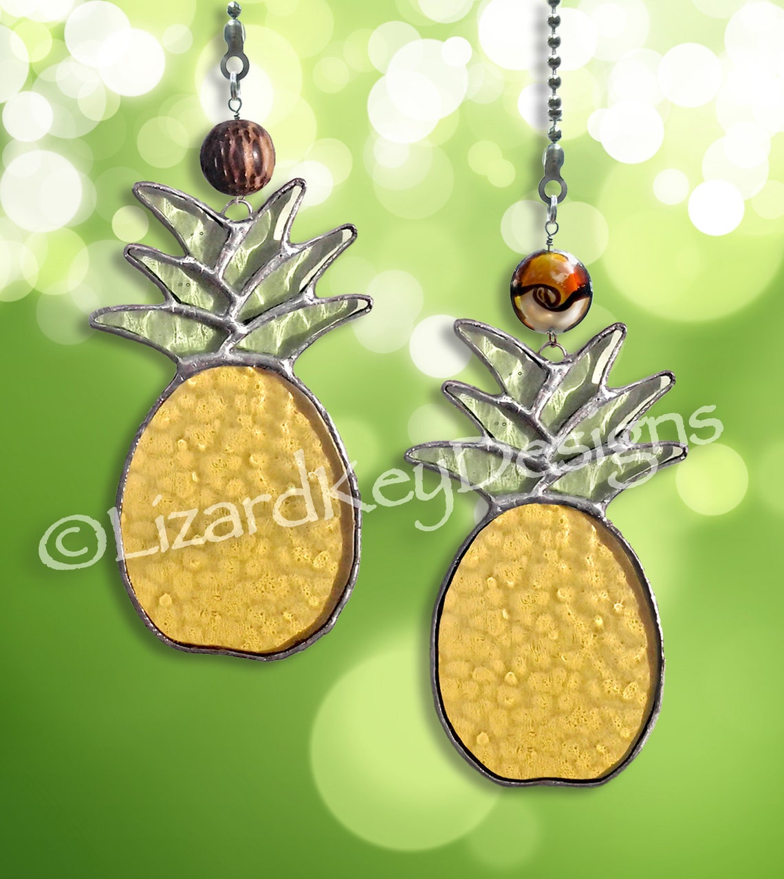 Stained Glass Pineapple Fan Pull Suncatcher Ornament - Etsy