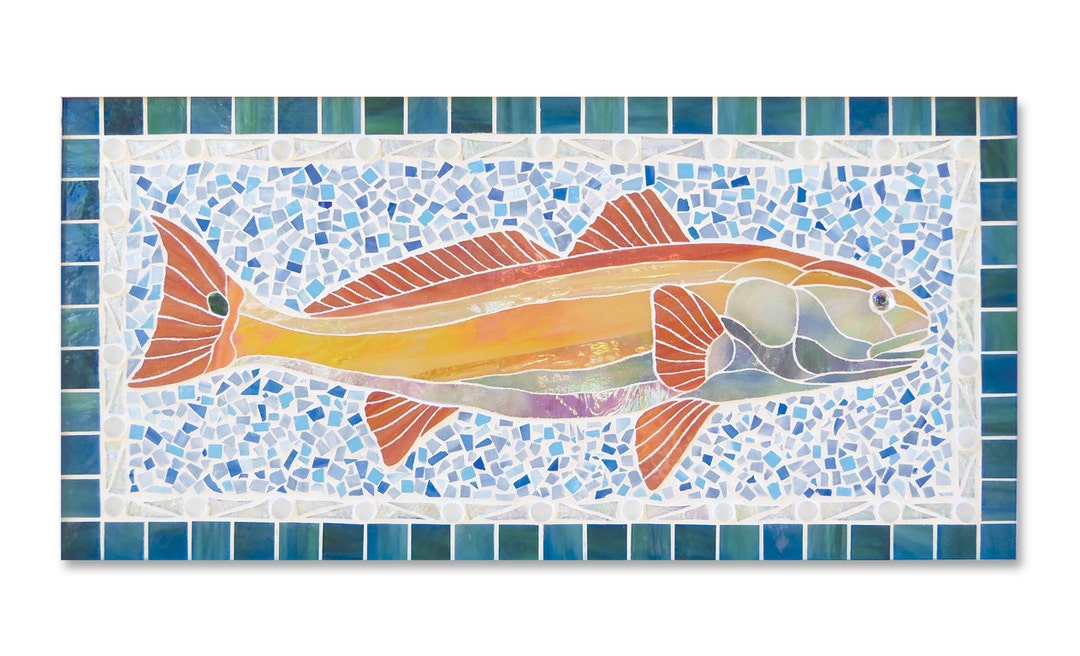 Red Fish Stained Glass Mosaic Wall Panel - Etsy
