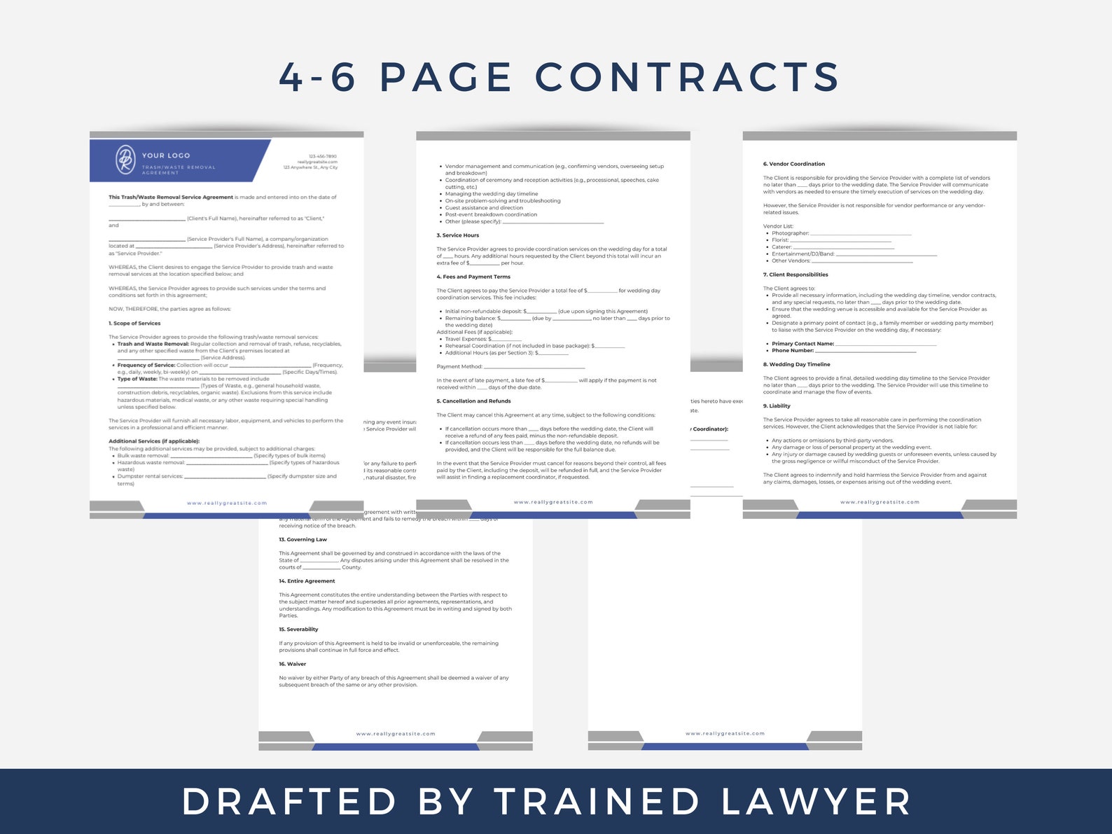 Trash Removal Business Forms, Trash and Waste Removal Contract ...