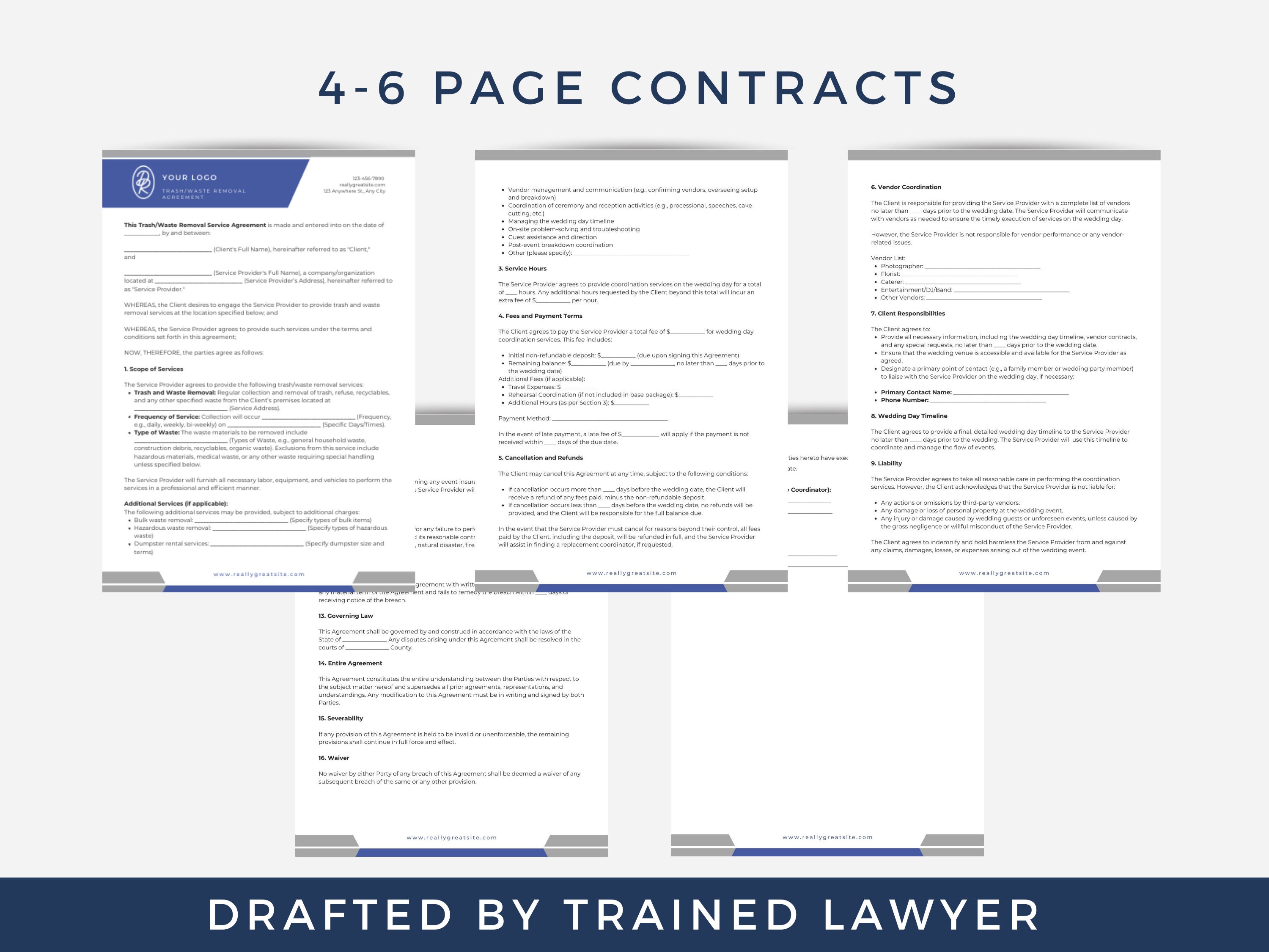 Trash Removal Business Forms, Trash and Waste Removal Contract ...