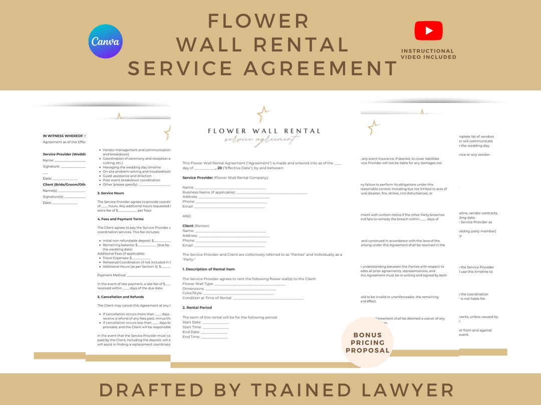 Professional Flower Wall Rental Agreement, Flower Wall Contract ...