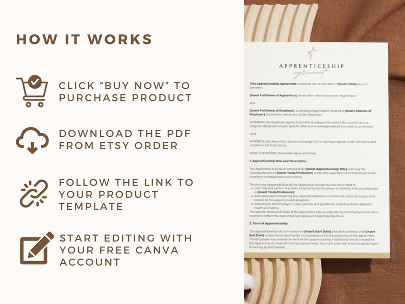 Minimalist Apprenticeship Agreement, Apprenticeship Form, Editable ...