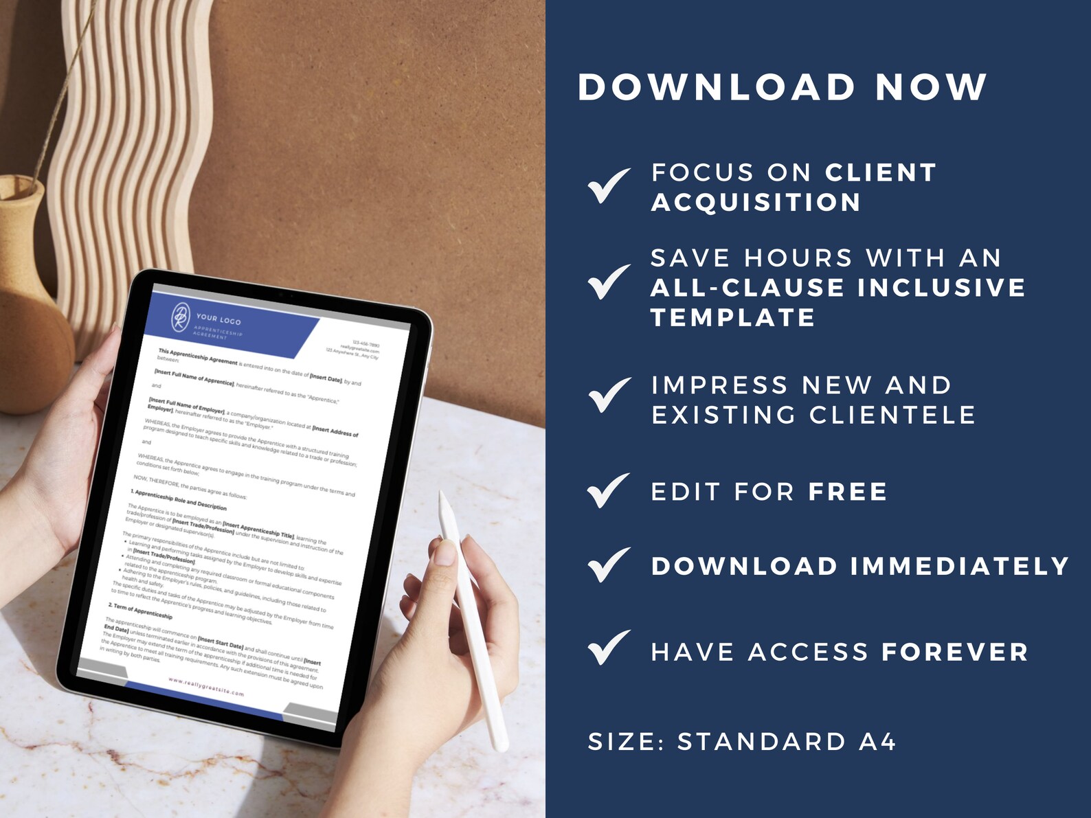 Professional Apprenticeship Agreement, Apprenticeship Form, Editable ...