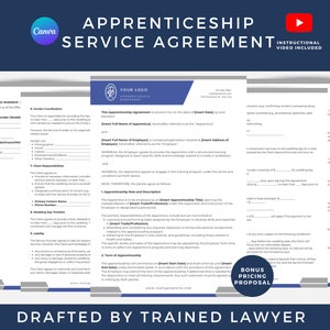 Professional Apprenticeship Agreement, Apprenticeship Form, Editable ...