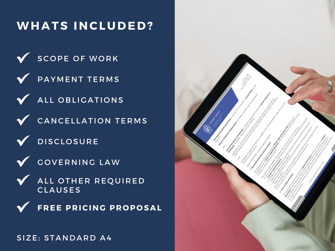 Professional Apprenticeship Agreement, Apprenticeship Form, Editable ...
