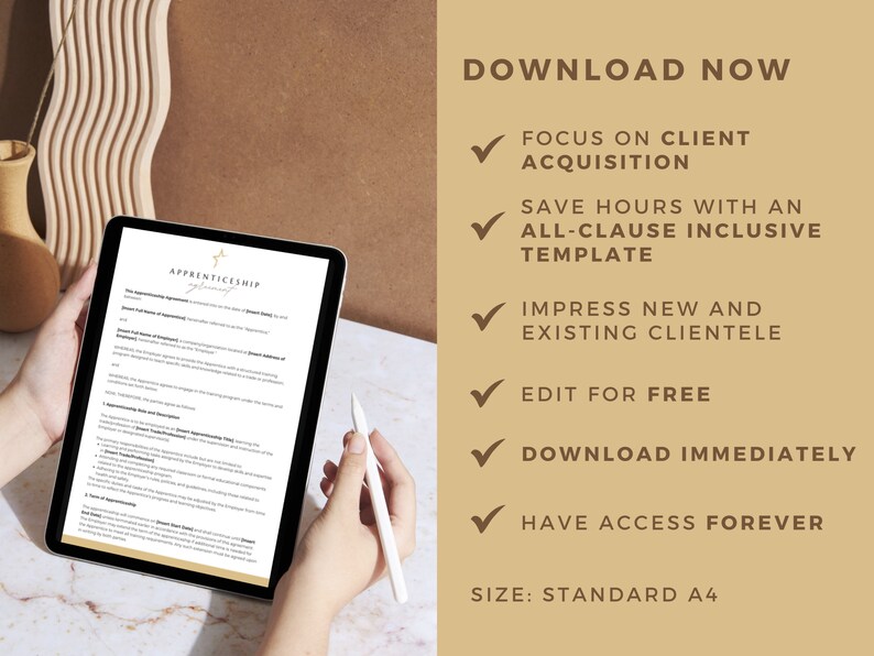 Minimalist Apprenticeship Agreement, Apprenticeship Form, Editable ...