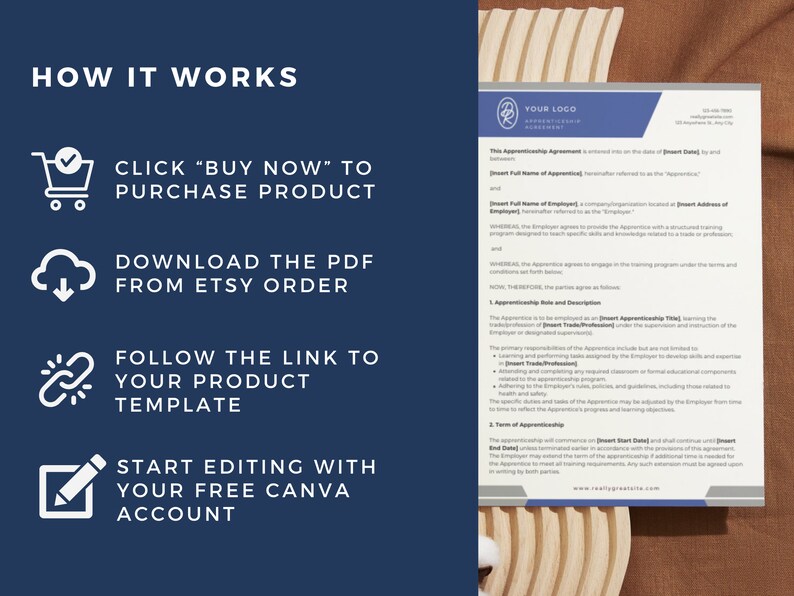 Professional Apprenticeship Agreement, Apprenticeship Form, Editable ...
