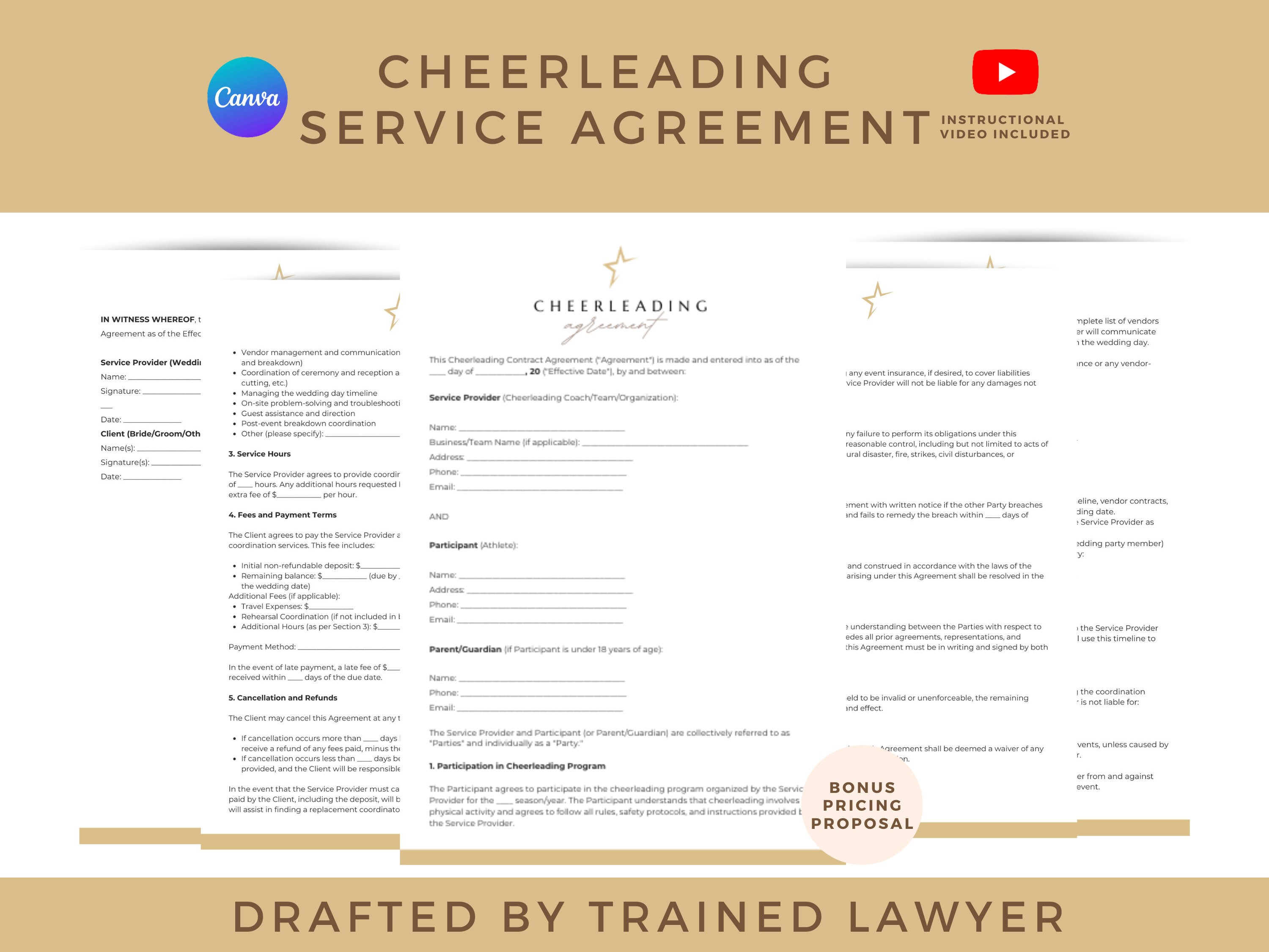 Professional Cheerleading Form, Cheerleading Coaching Contract ...
