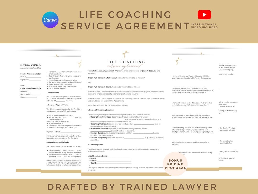 Life Coach Contract, Coaching Agreement, Life Coaching Agreement ...