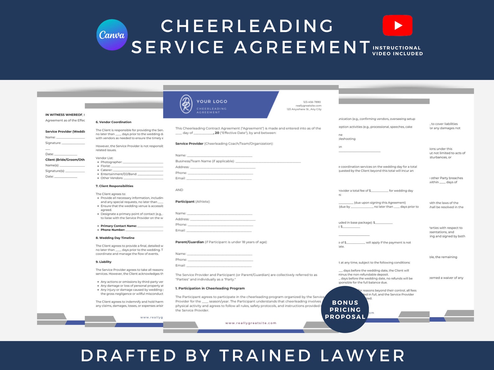 Professional Cheerleading Form, Cheerleading Coaching Contract ...