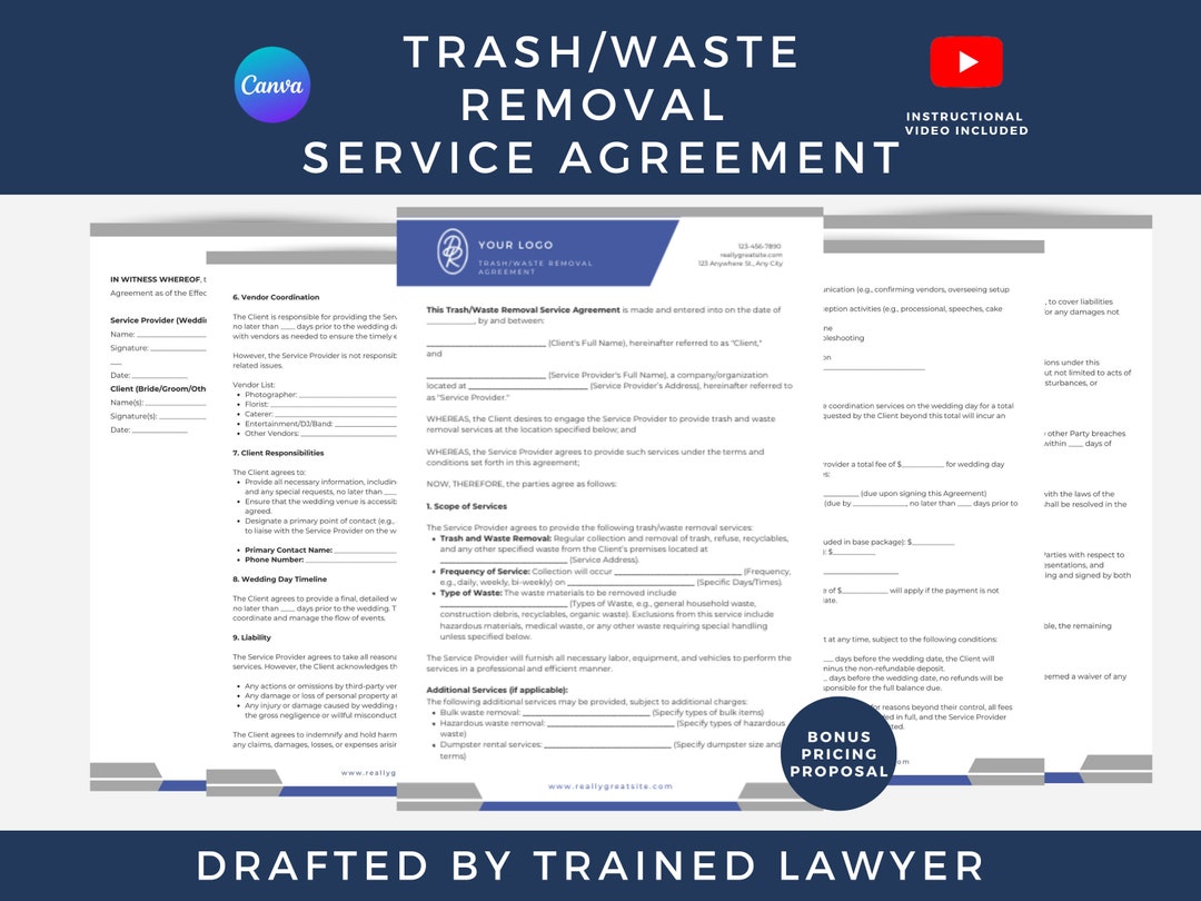 Trash Removal Business Forms, Trash and Waste Removal Contract ...