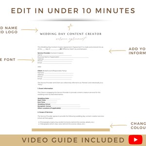 Professional Wedding Day Content Creator Agreement, Content Creator ...