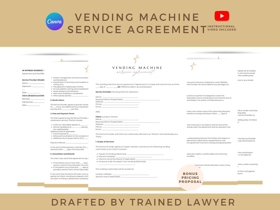 Vending Machine Agreement, Vending Business Forms, Vending Agreement ...