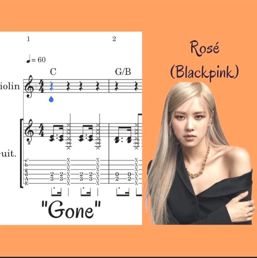 Rosé (blackpink) - Gone Instrumental Violin Guitar Lesson PDF + Audio ...