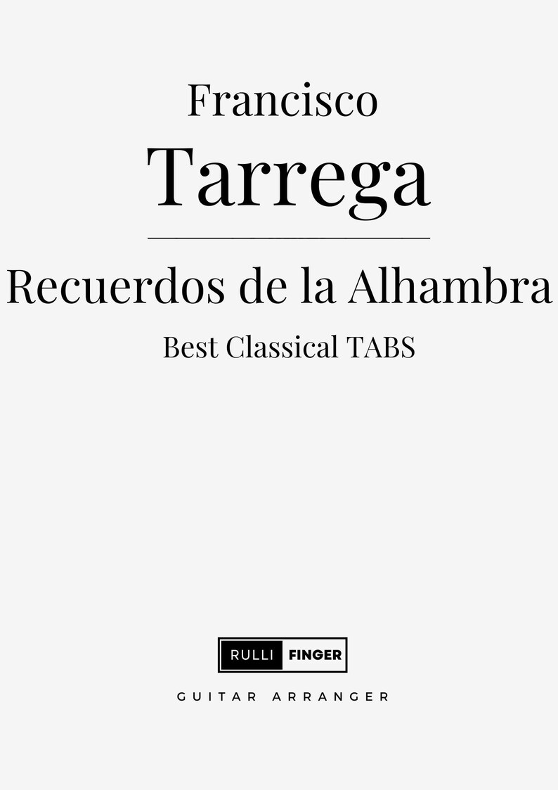 Best Classical Guitar Tabs Recuerdos De La Alhambra by Francisco ...