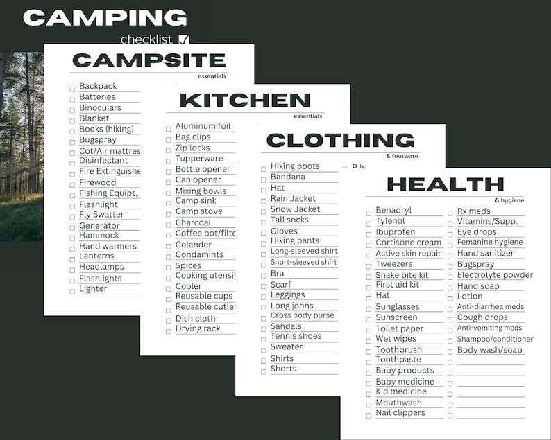 Editable Camping Checklist Printable Packing List Template Packing ...