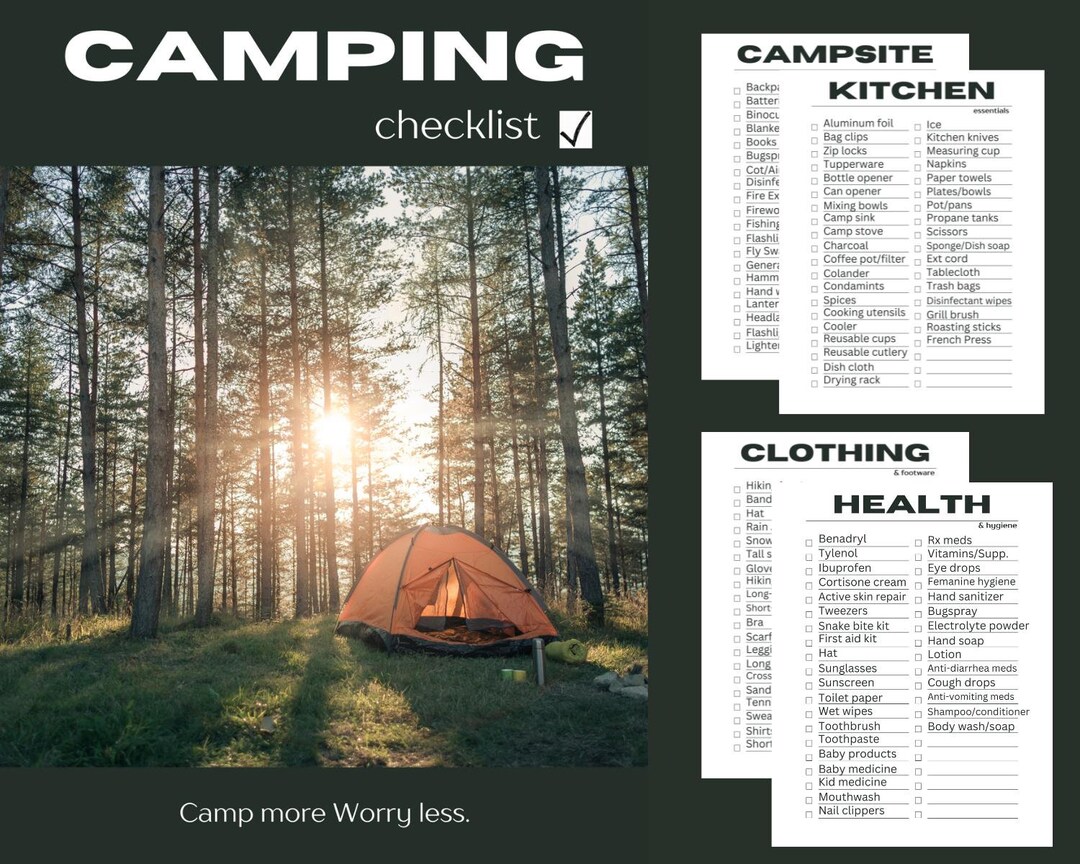 Editable Camping Checklist Printable Packing List Template Packing ...