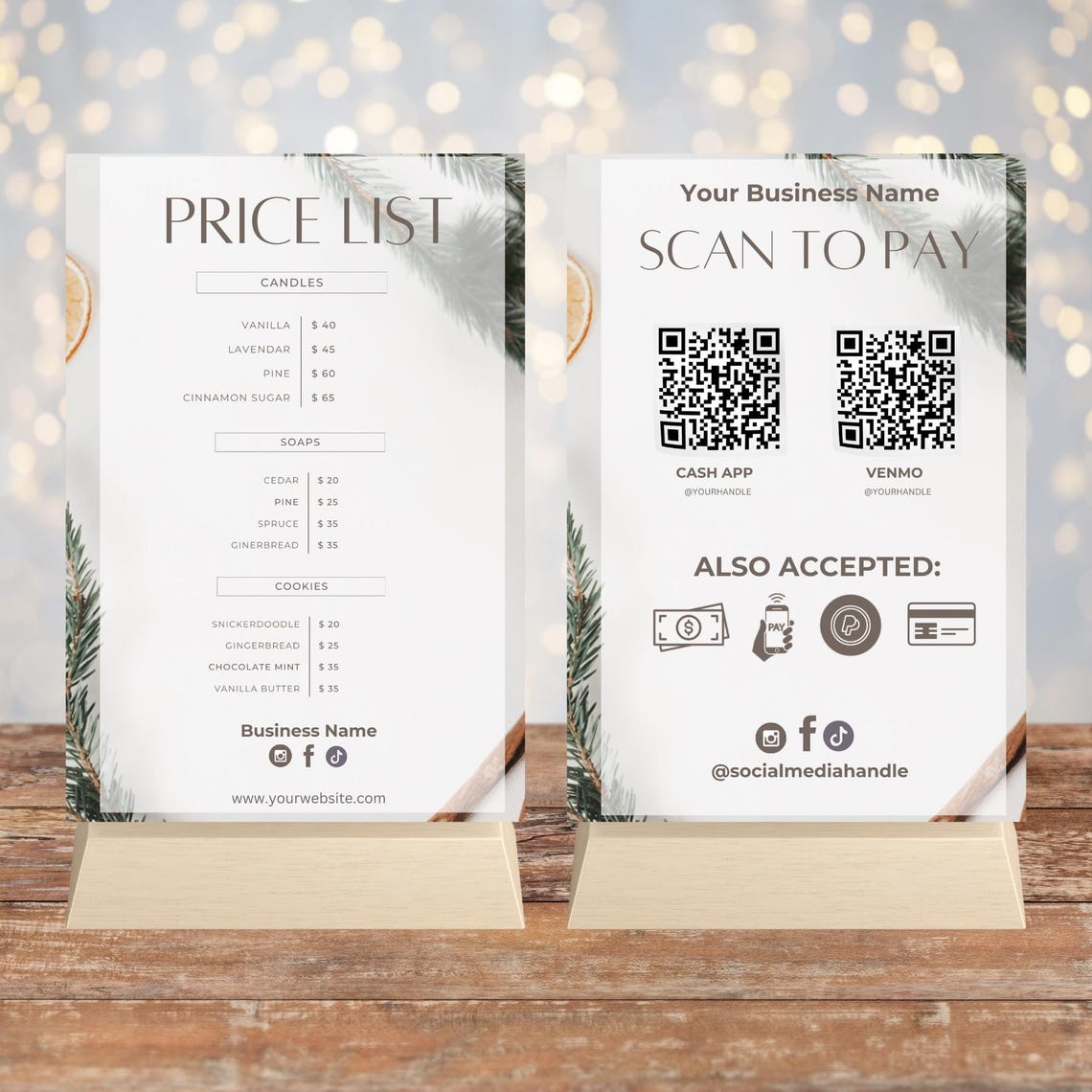 Printable Price List & Payment Sign, QR Code Template, Editable Scan to ...