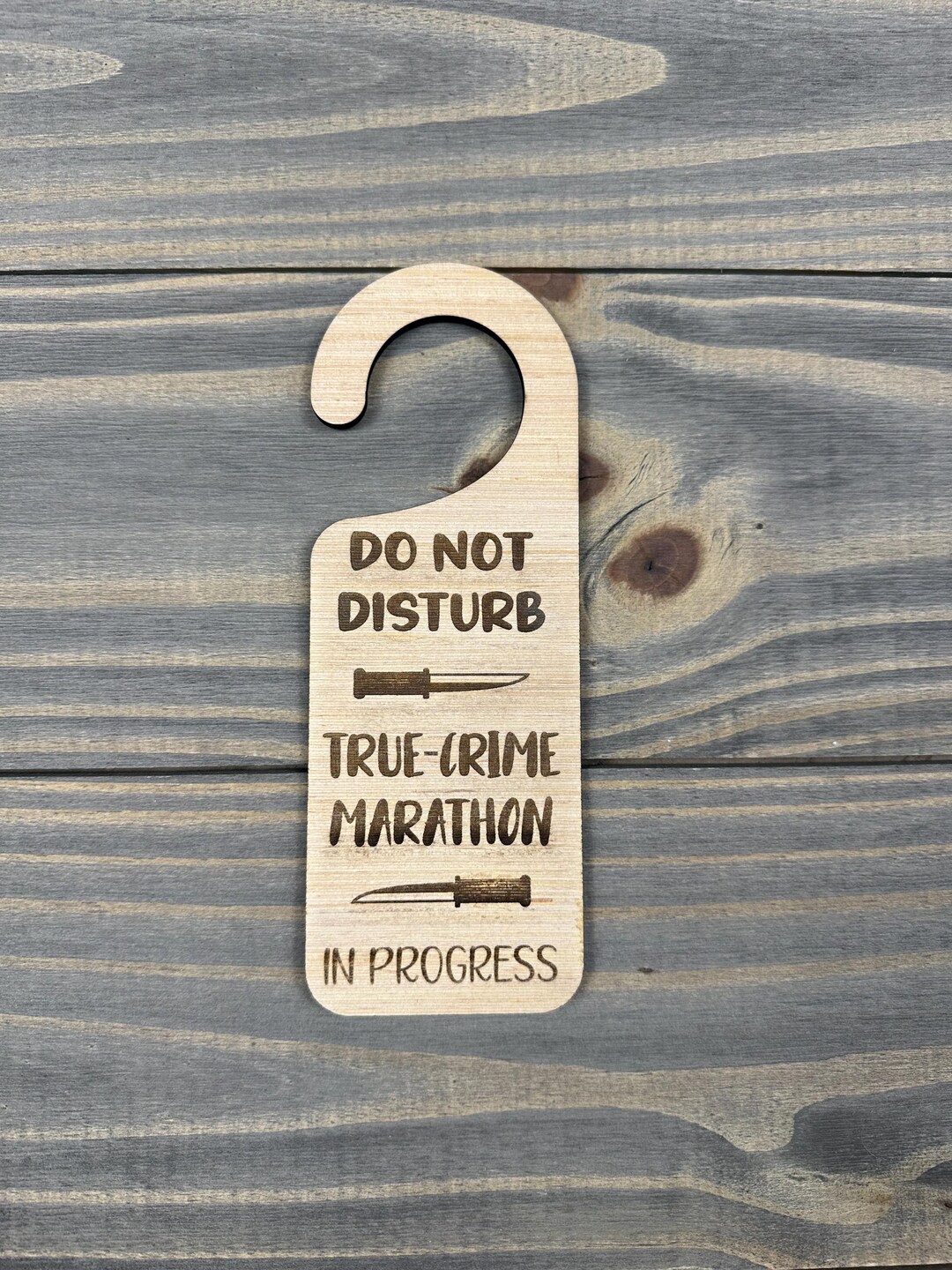 True Crime Marathon Door Hanger: Funny Laser Cut Wood Sign - Etsy