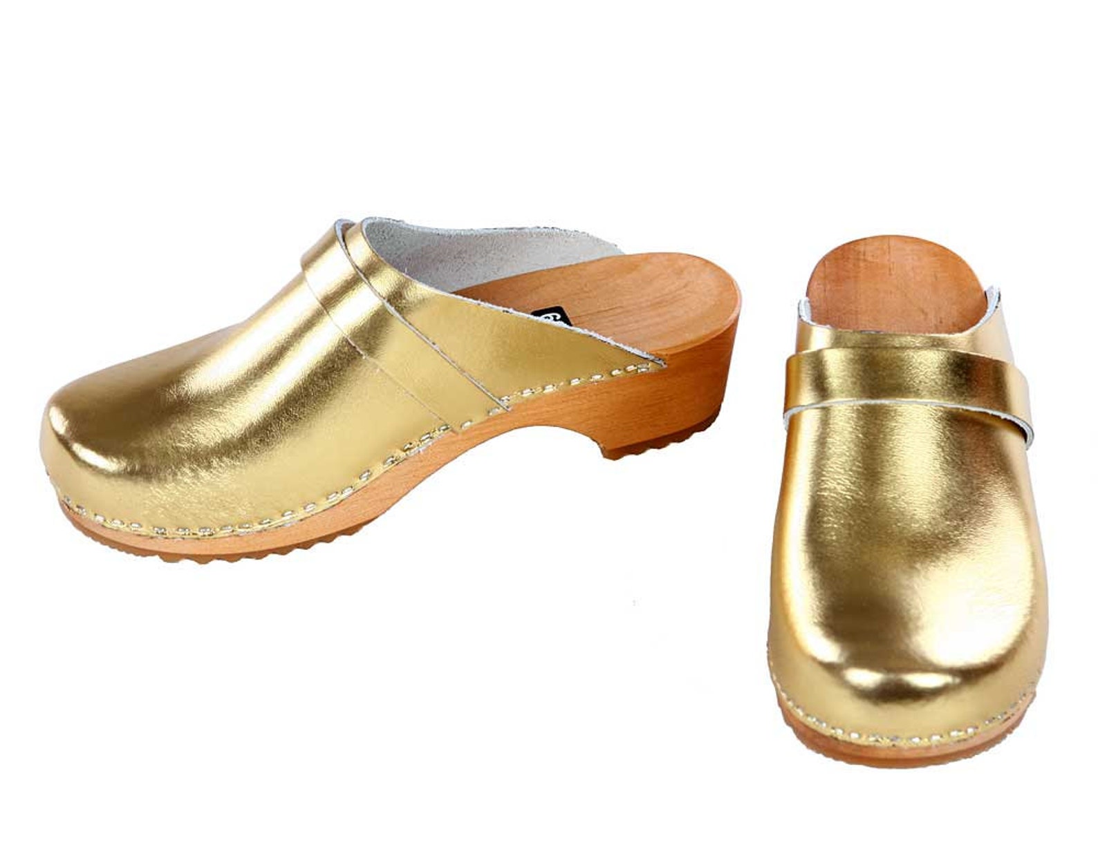Patent Leather Clogs Gold - Etsy