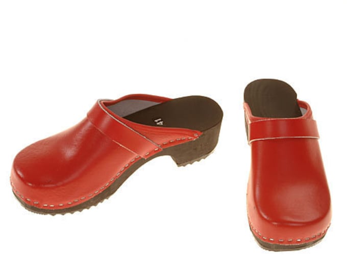 Clogs Red With Black Sole - Etsy