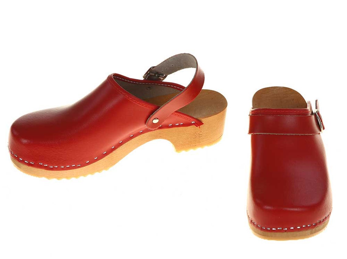 Clogs Red With Turnable Strap - Etsy