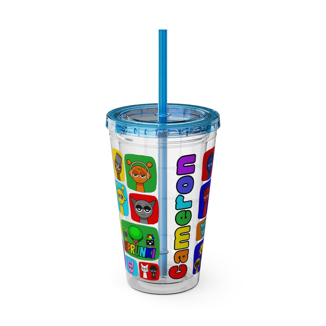 Colorful Custom Sprunki Tumbler Cup With Straw - Ideal for Kids, Gifts ...