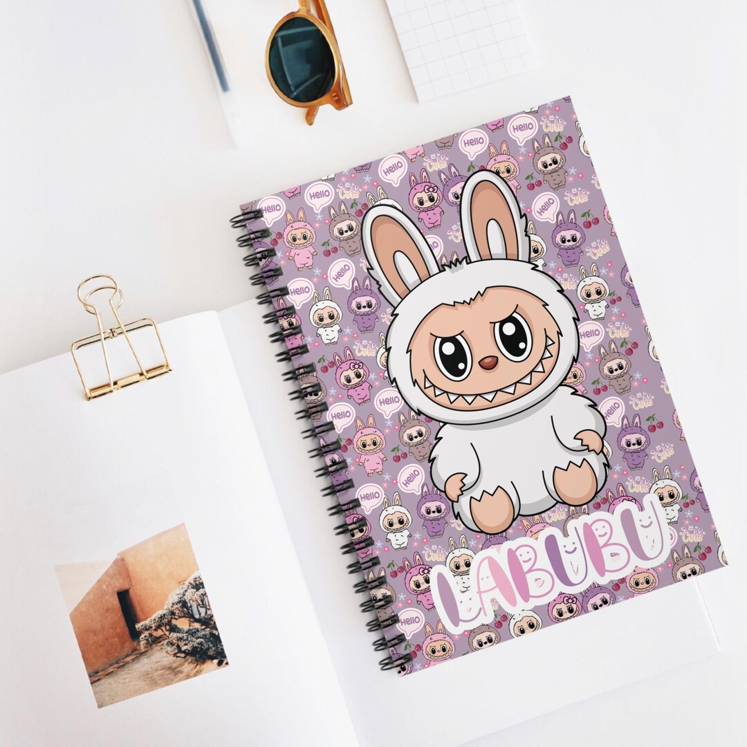 Cute Labubu Spiral Notebook - Labubu Bunny Design, Stationery, School ...