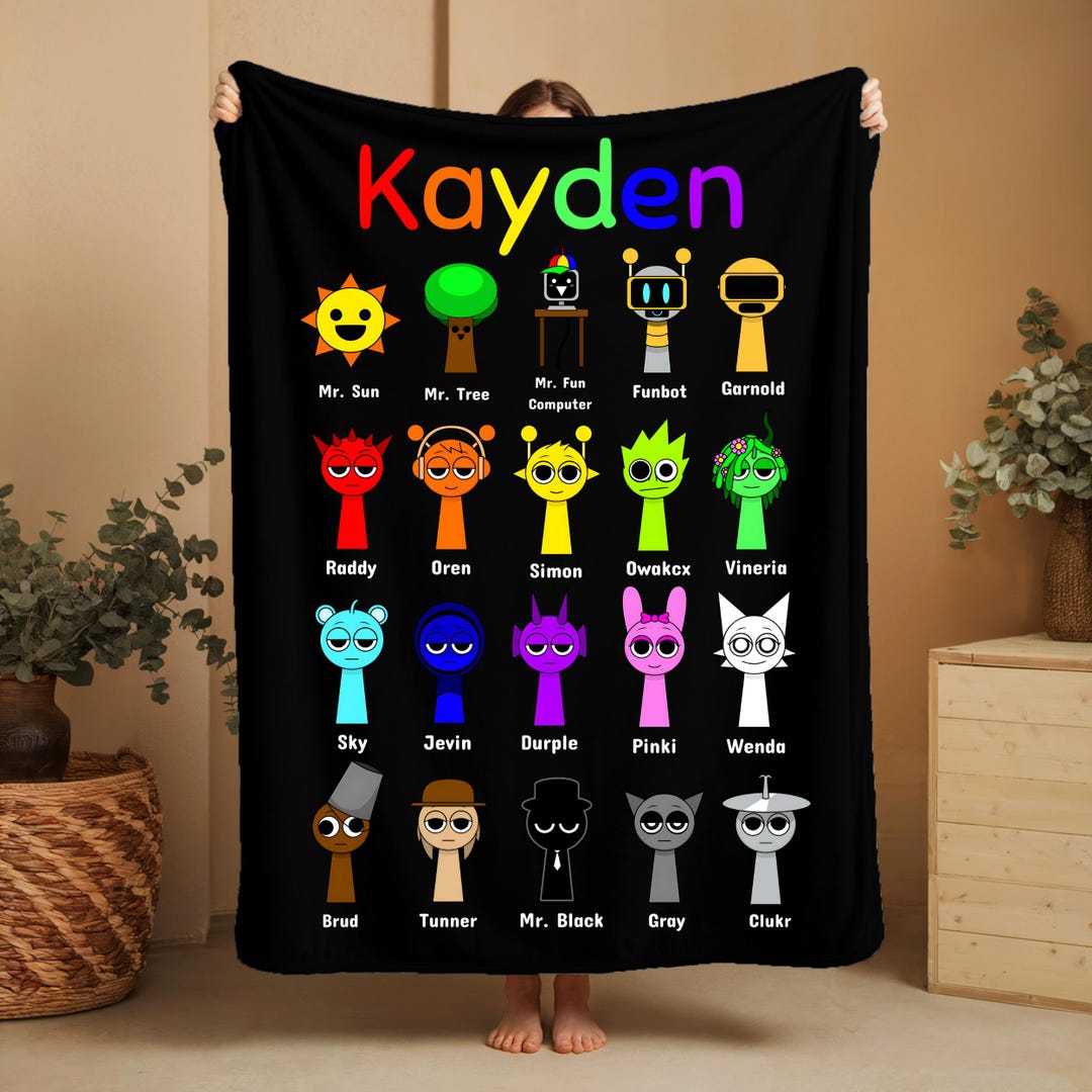 Personalized Sprunki Character Blanket - Colorful Cartoon Gamer Throw ...