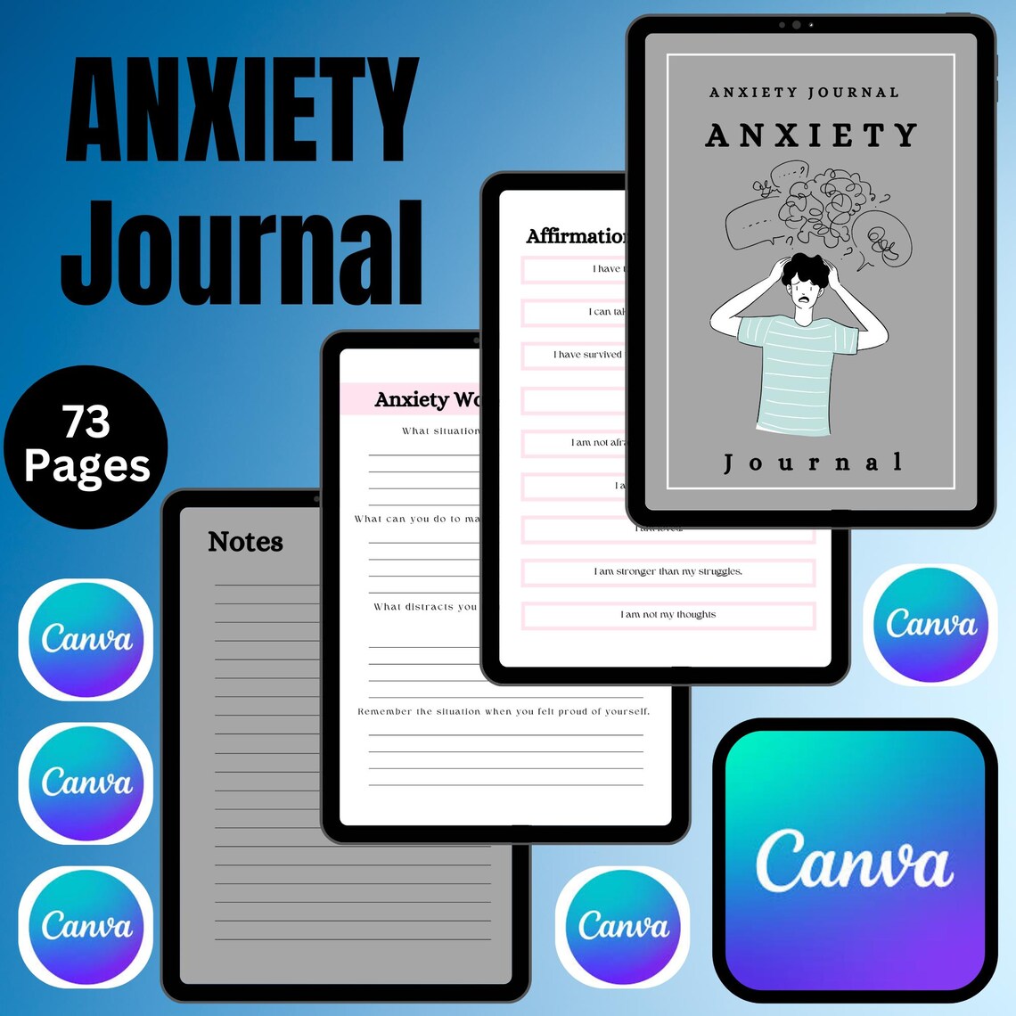 Anxiety Tracker - PRINTABLE Journal Page - Anxiety Log - Habit Tracker ...