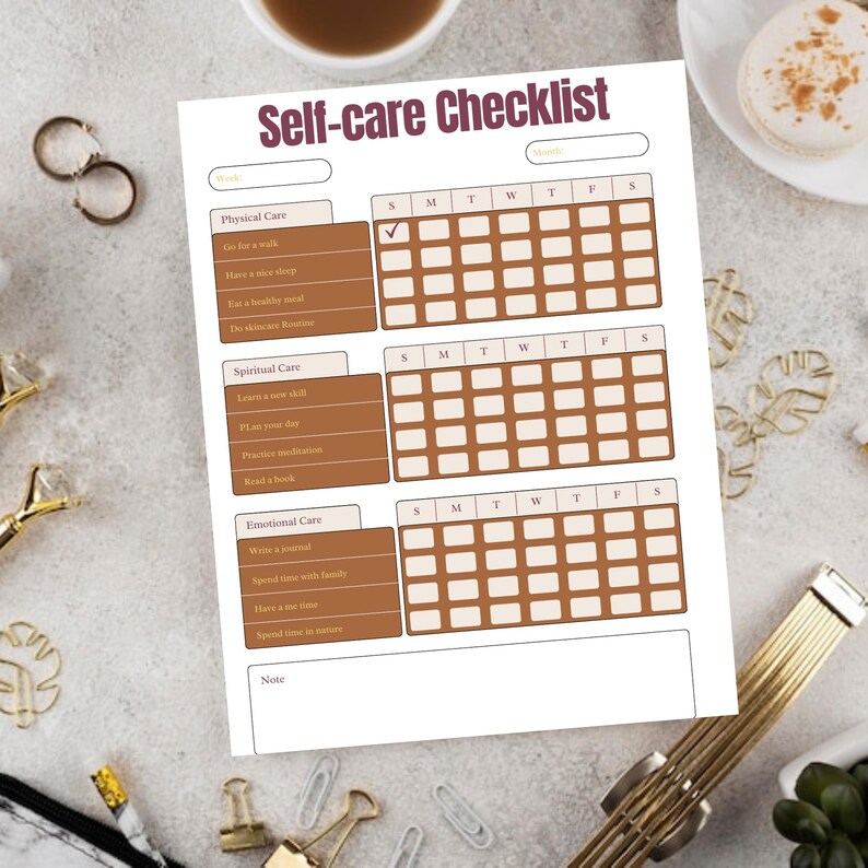Self Care Checklist Printable Mindfulness Workbook Self Love Journal ...