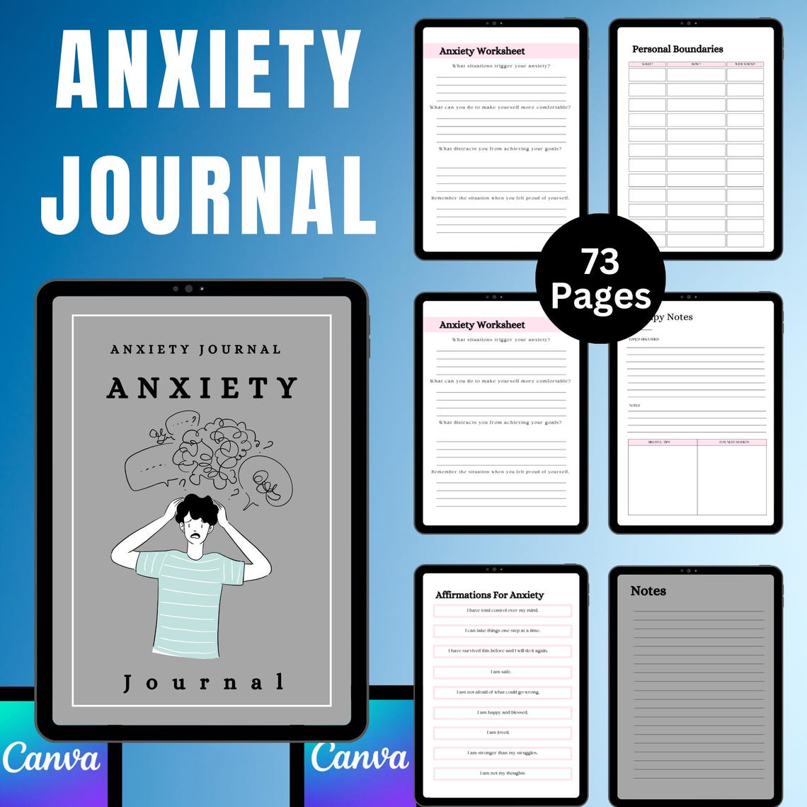 Anxiety Tracker - PRINTABLE Journal Page - Anxiety Log - Habit Tracker ...