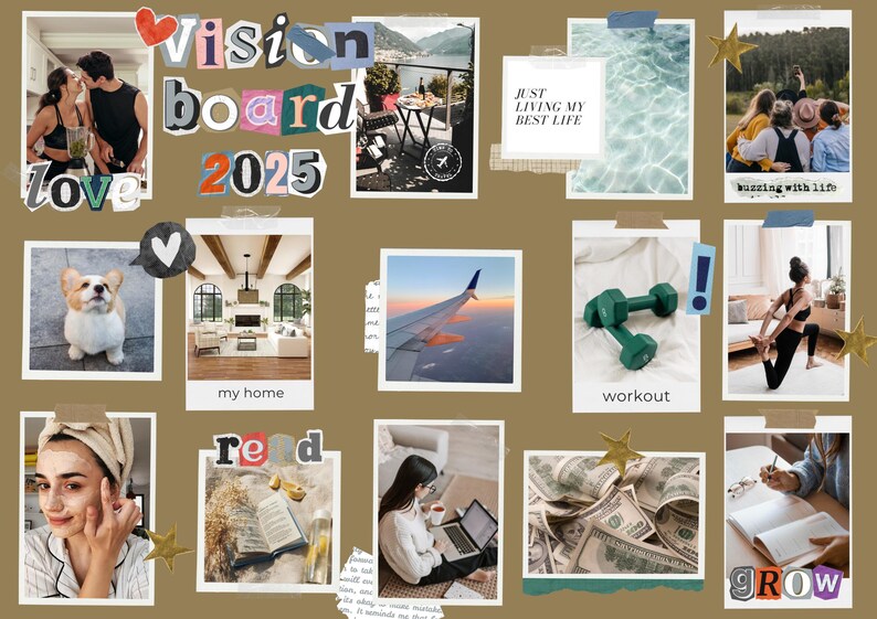 2025 Vision Board Printables Set and Track Goals Gift to a Frien Words ...