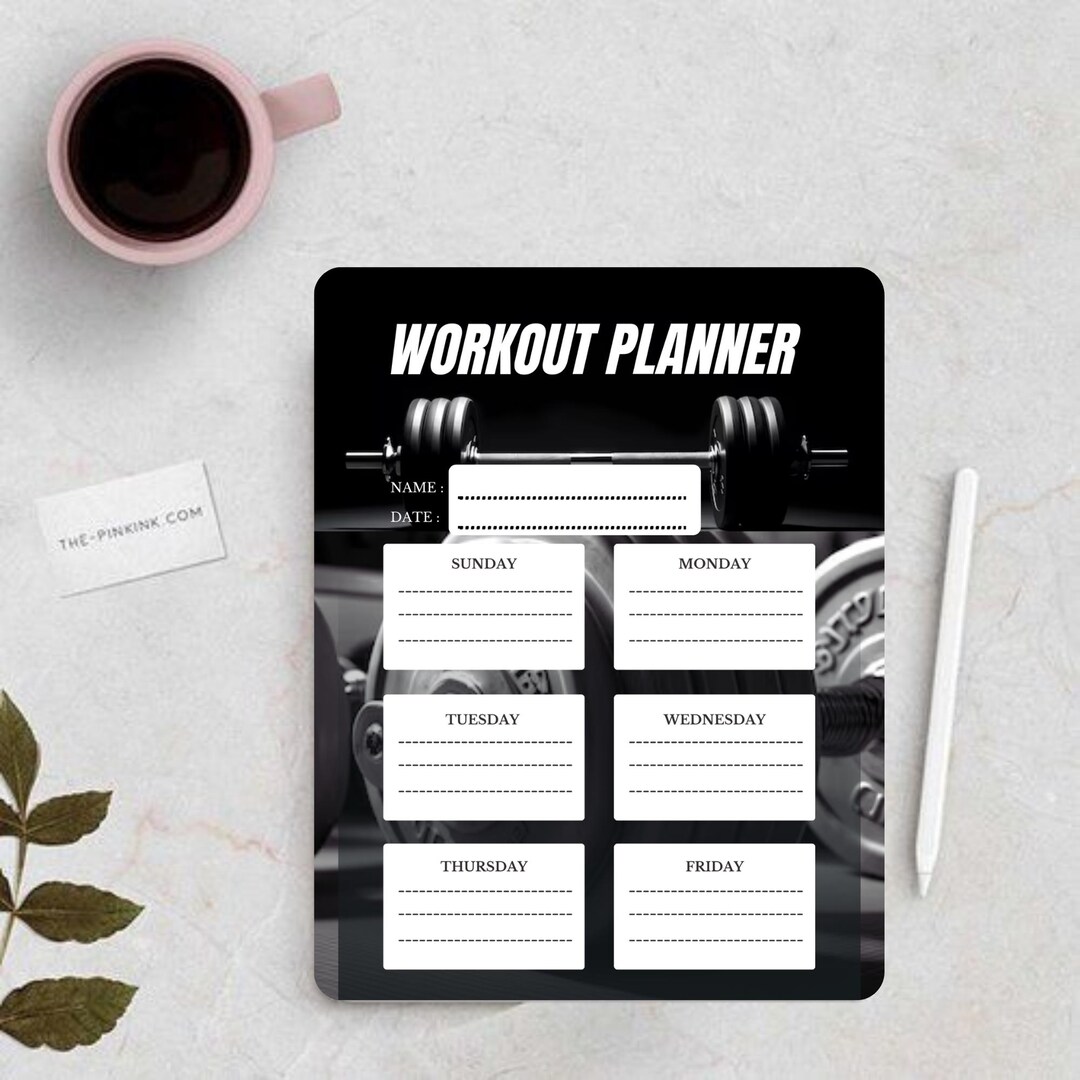 Modern Black White Workout Schedule Planner, Sporty Fitness Journal ...