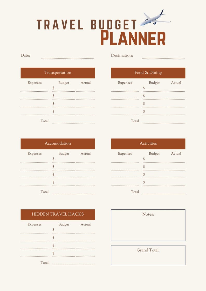 Travel Budget Planner 2025 | Vacation Expense Tracker | Work and ...
