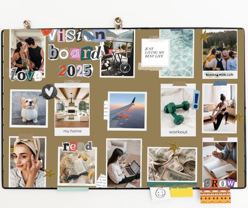 2025 Vision Board Printables Set and Track Goals Gift to a Frien Words ...