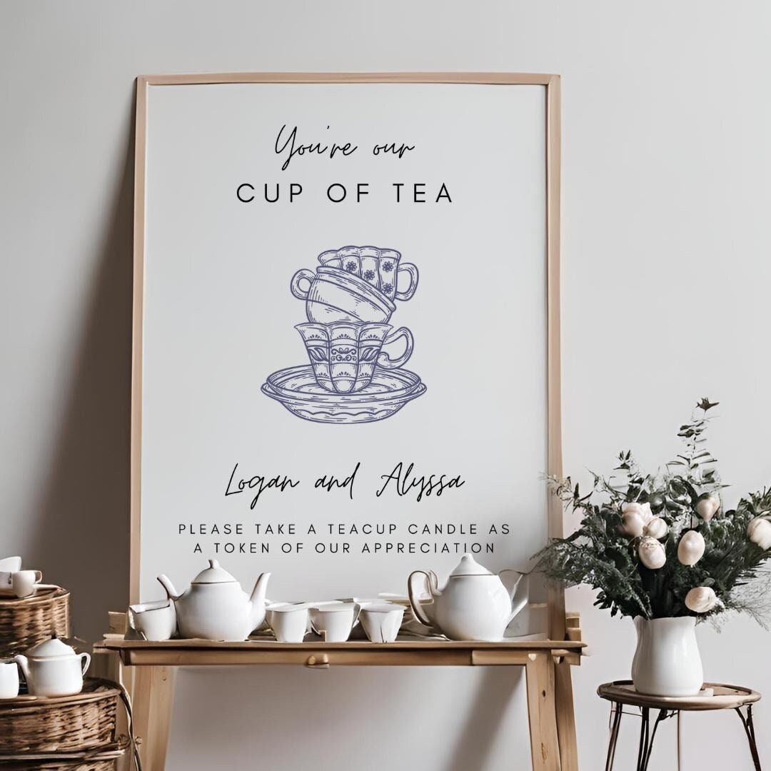 Bridal Shower Favor Sign | Editable Teacup Candle Poster | Soft ...