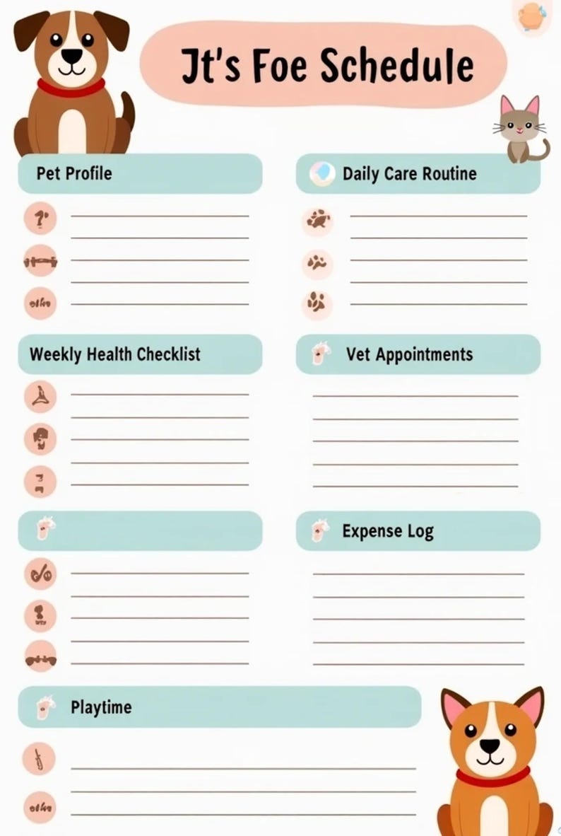 Printable Pet Care Tracker | Health and Feeding Log for Cats and Dogs ...