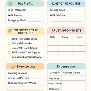 Printable Pet Care Tracker | Health and Feeding Log for Cats and Dogs ...