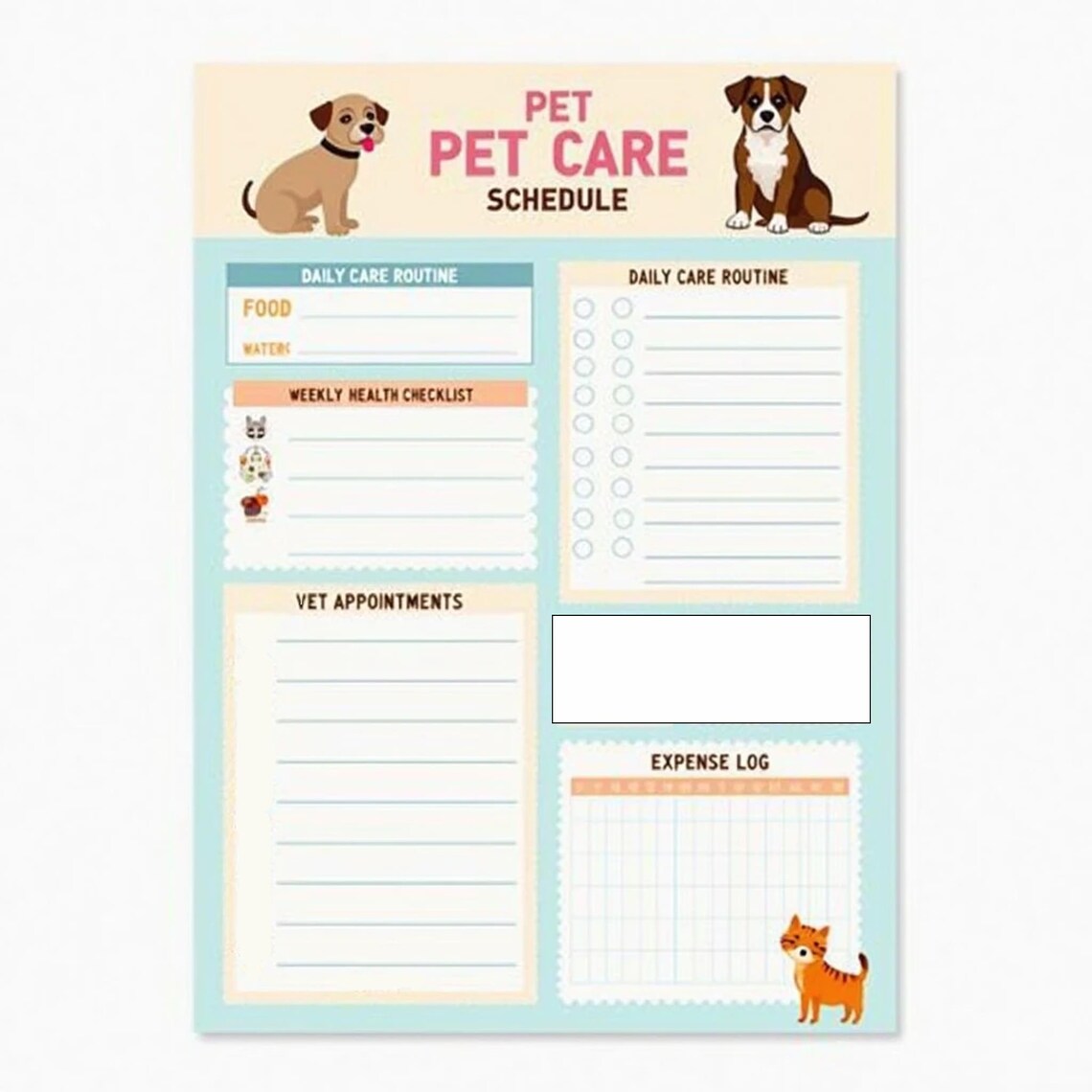Printable Pet Care Tracker | Health and Feeding Log for Cats and Dogs ...