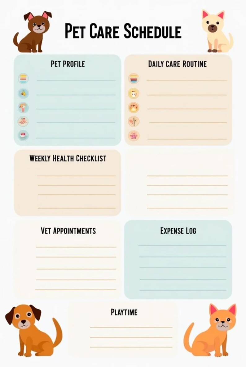 Printable Pet Care Tracker | Health and Feeding Log for Cats and Dogs ...