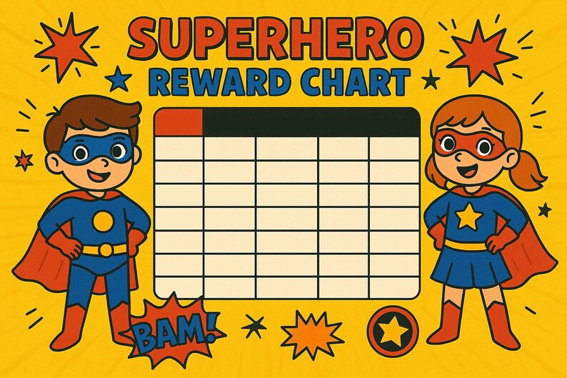 Superhero Reward Chart: Kids Printable Behavior Tracker (digital ...