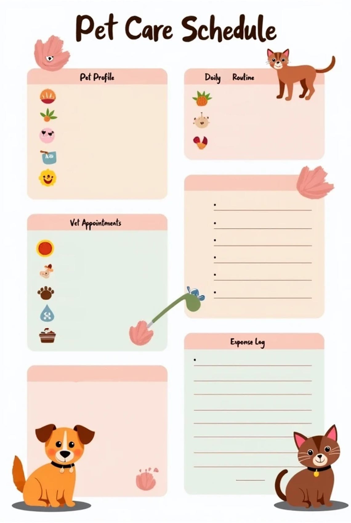 Printable Pet Care Tracker | Health and Feeding Log for Cats and Dogs ...